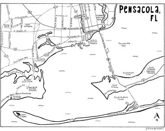Pensacola map | Etsy