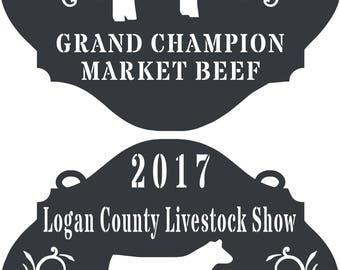 Dairy cow heifer. Personalized livestock show award