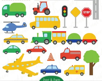 Cute Cars Digital Clip Art Transportation Road Signs
