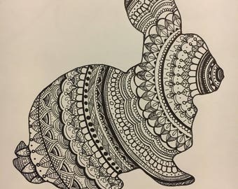 Zentangle rabbit | Etsy