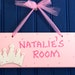 Princess Crown Name Sign Hand Personalized Pink Glittered