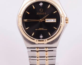 Elgin diamond watch | Etsy