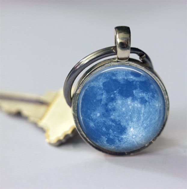 Blue Moon Keychain Full Moon Astronomy Outer Space Key