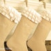 Personalized Linen Christmas Stocking Embroidered White Ruffle