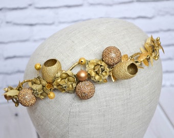 Gold flower crown | Etsy