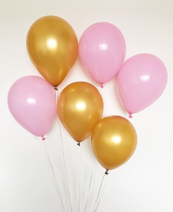 Pink and Gold Latex Balloons Pink Balloons Gold Balloons Pink