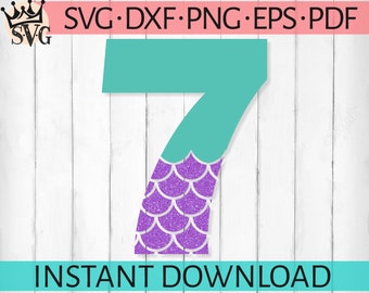 Mermaid number svg | Etsy