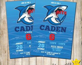 Shark bite invite | Etsy