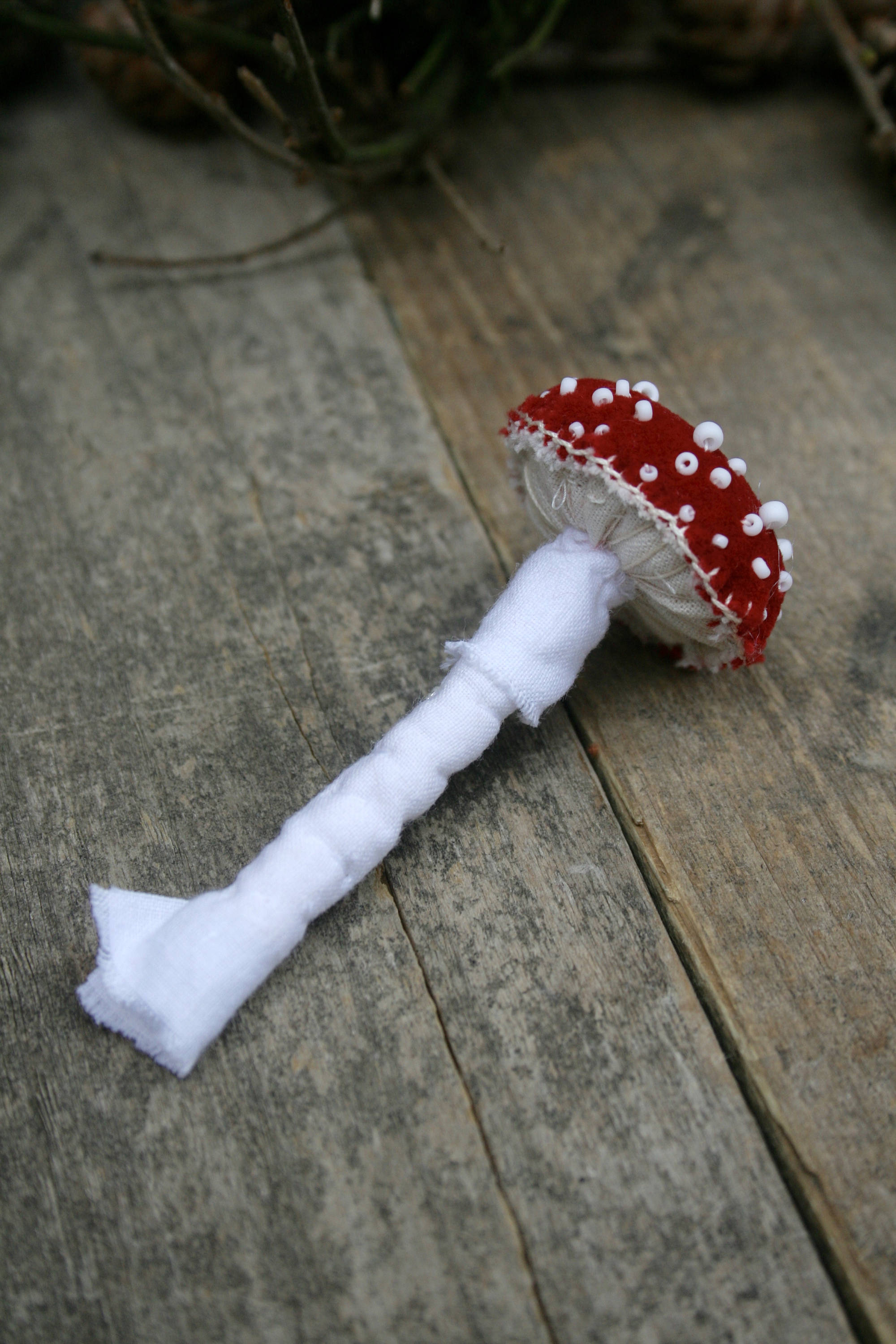 Toadstool Brooch Red Velvet Toadstool Fabric Toadstool