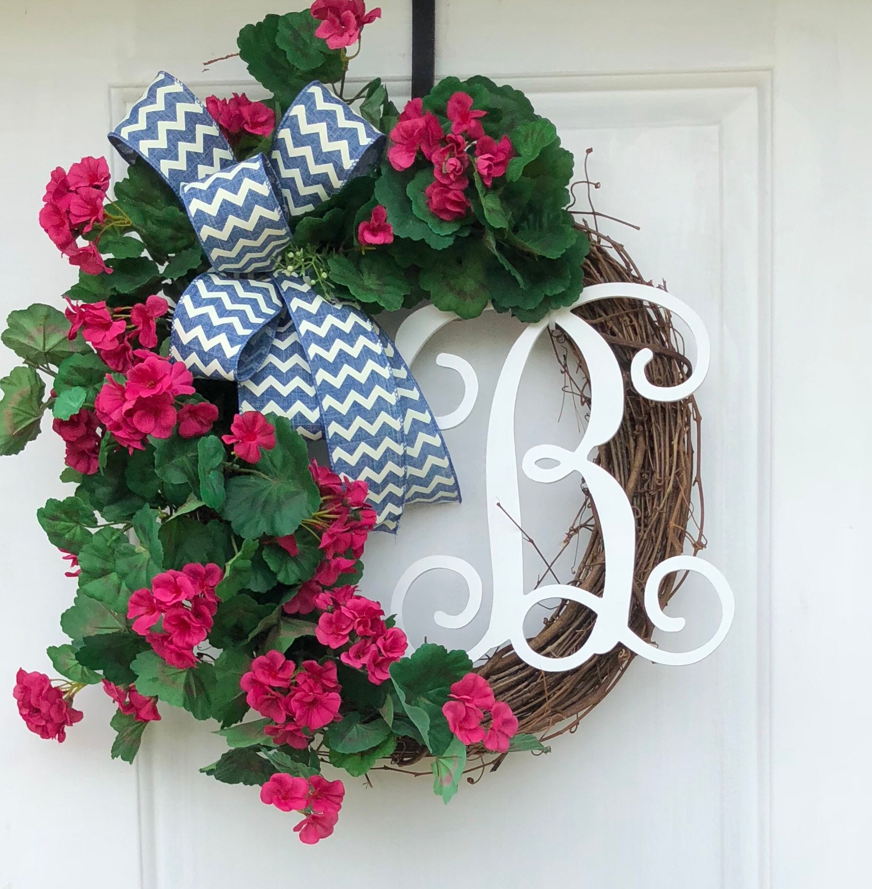 Monogram Wreath- Summer Wreath-Grapevine Wreath-Wreath For Front Door ...