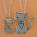 Mother Daughter Cat Necklace Set Set of Two Sterling Silver