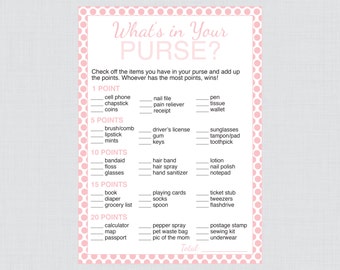What's in Your Purse Baby Shower Game Printable Navy and