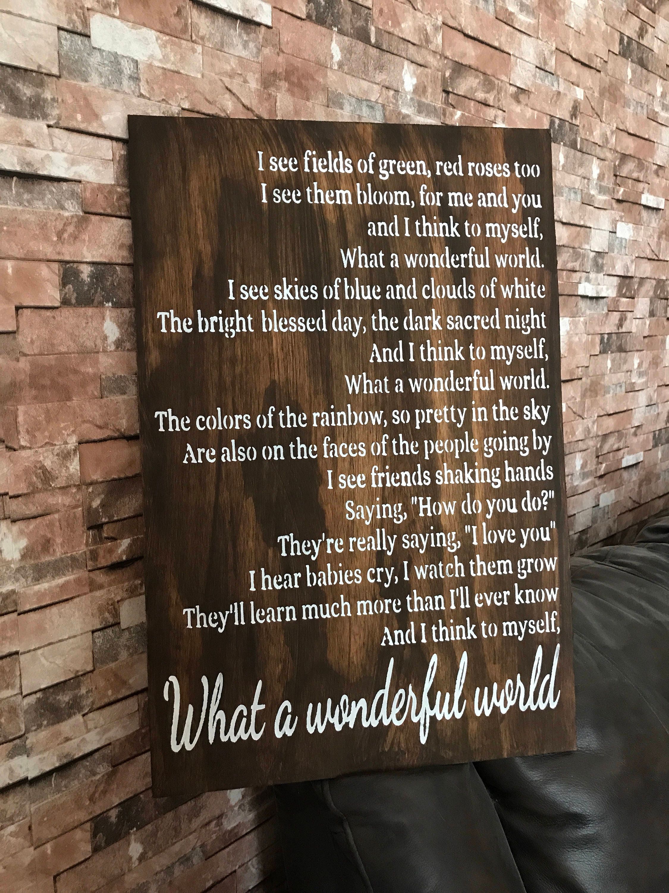 What A Wonderful World Song Lyric Farmhouse Decor Distressed