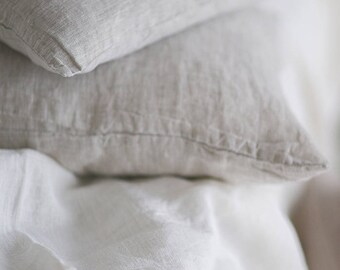 Pair of Linen Euro Shams Natural Gray Grey Flax Handmade Eco