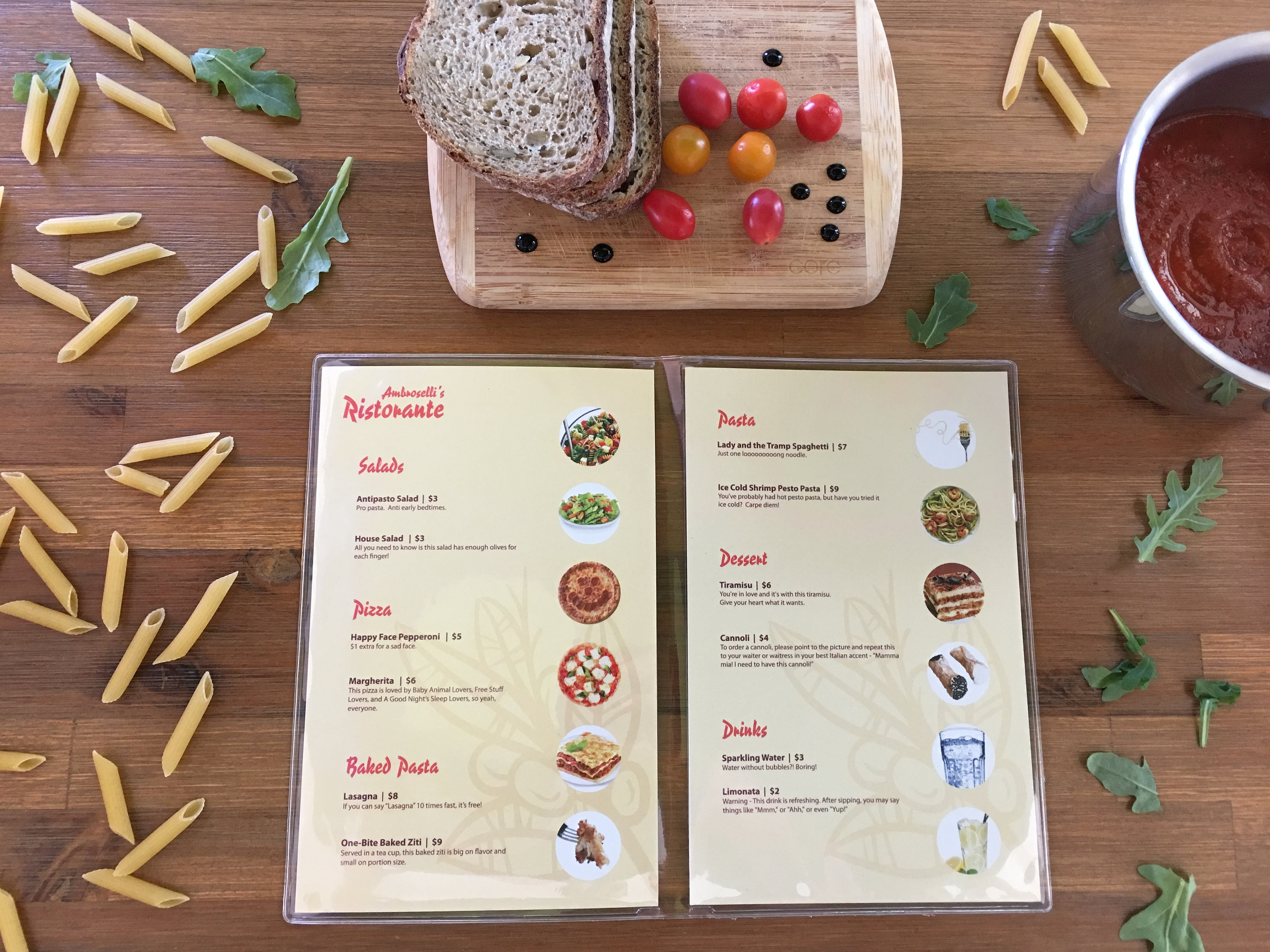Italian Restaurant Menu For Kids Kitchen Pretend Play