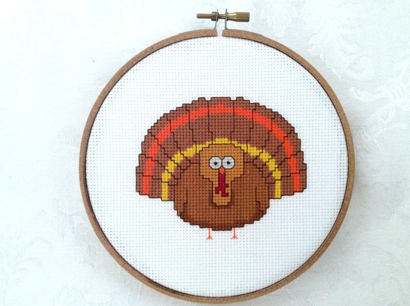 Turkey counted cross stitch pattern Thanksgiving PDF pattern