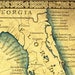 Florida Map Art Print c .1865 11 x 14 Hand Drawn