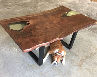 live edge red elm single slab dining table
