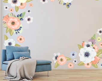 Flower wall decals | Etsy