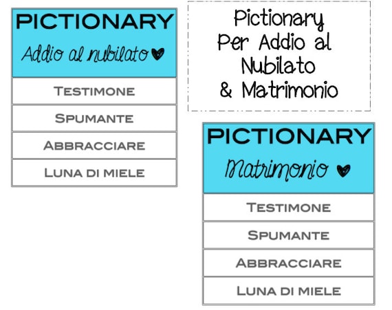 Pictionary Per Addio Al Nubilato Pictionary per Matrimonio