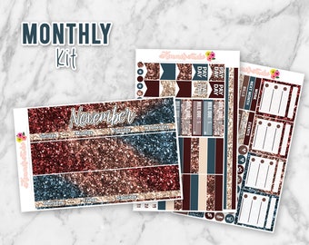 November Monthly Planner Sticker Printable Download Journal