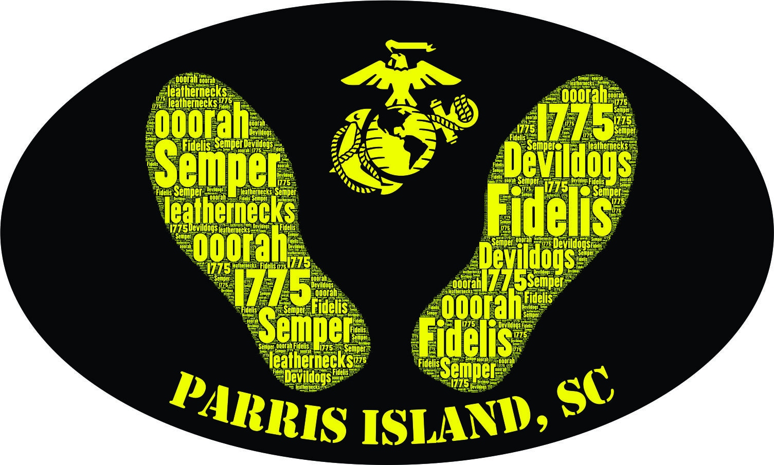 Customized USMC Yellow Footprints decal