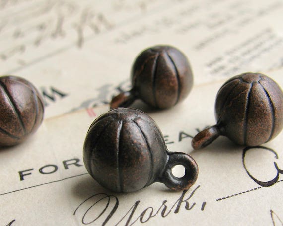 Little melon ball charm black patina 8mm 4 black balls