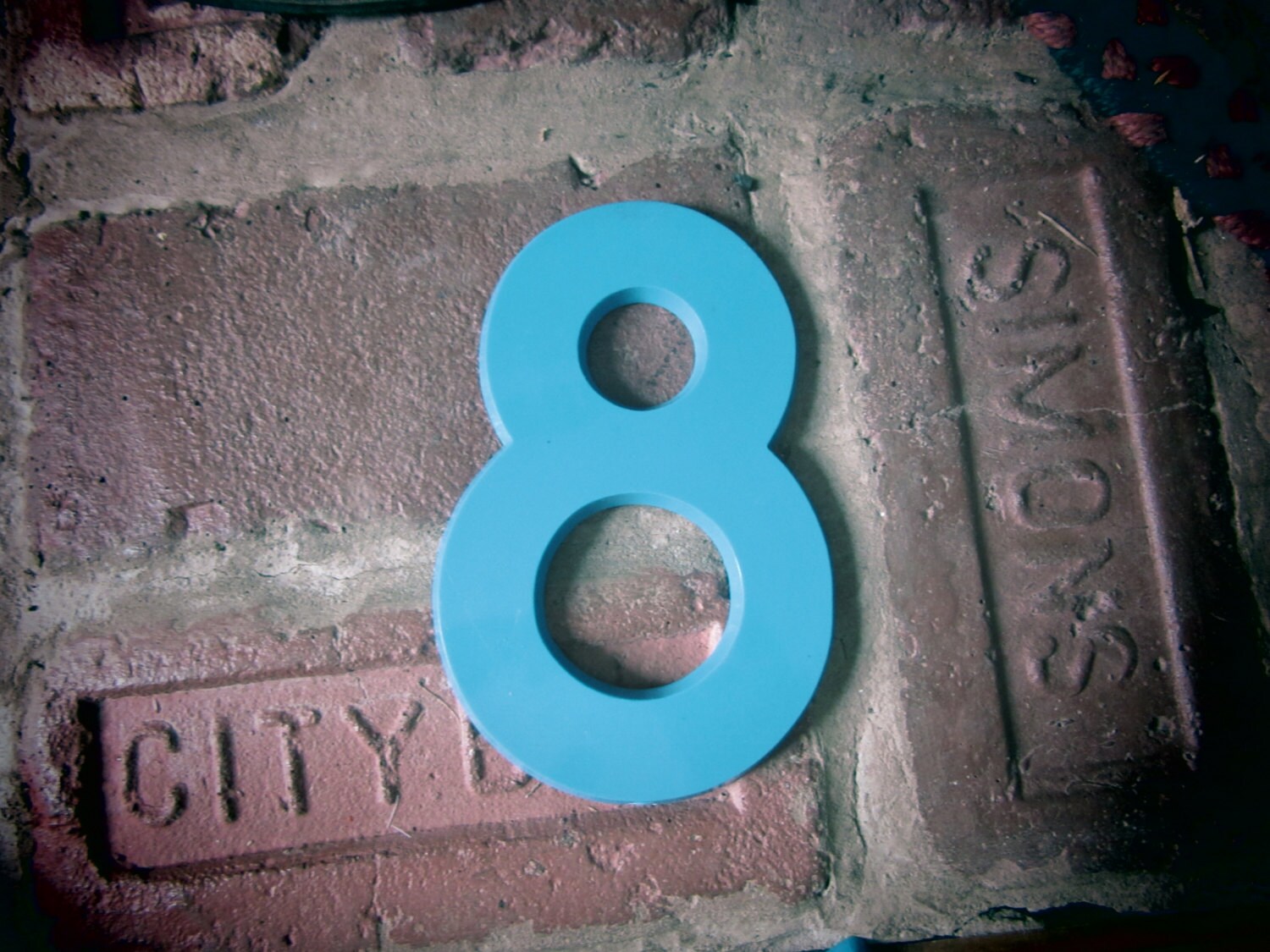 Vintage Letter Sign 6 Inch Number 8 Sign EIGHT Sign BLUE