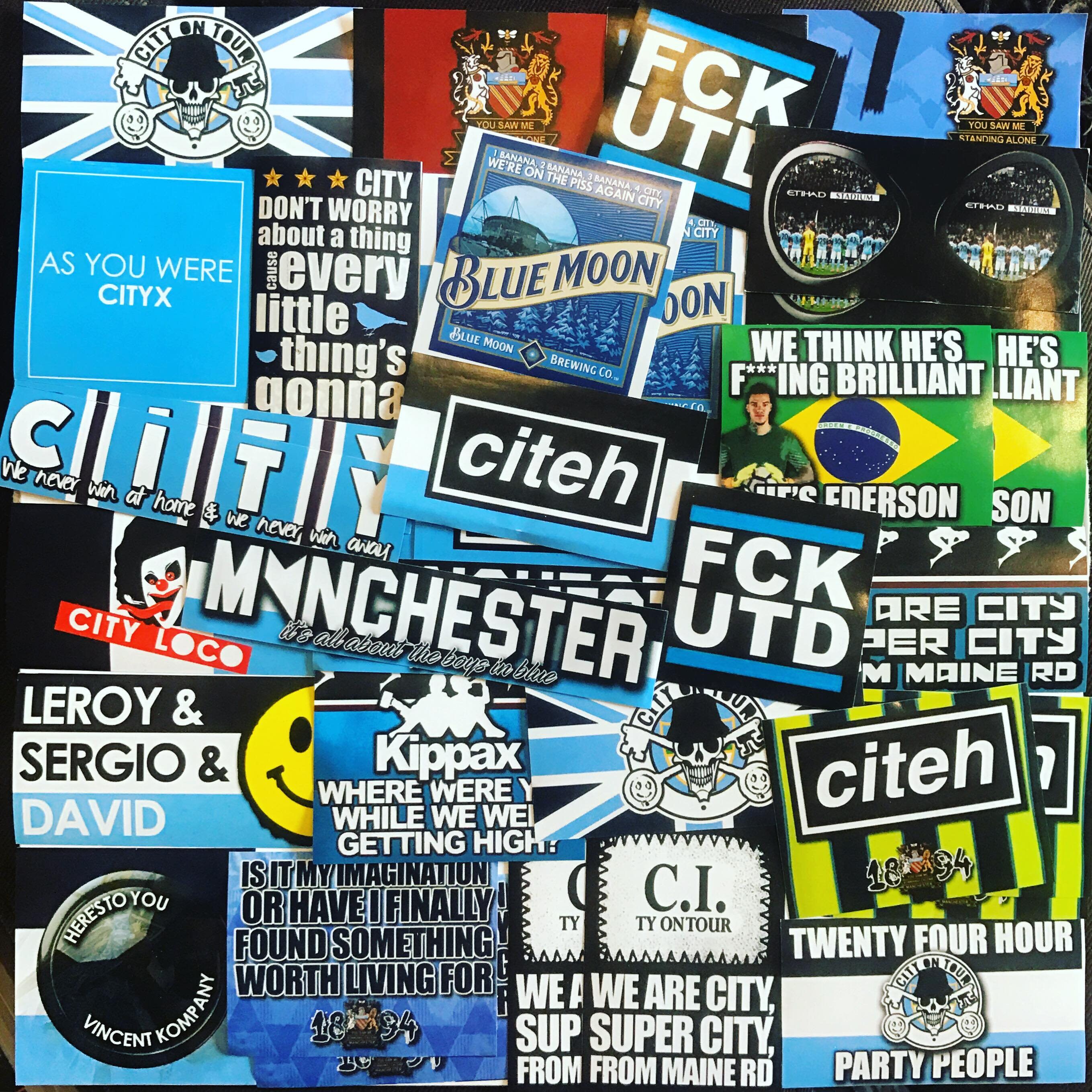 100 x Manchester City Stickers Based on MCFC Oasis Gallagher
