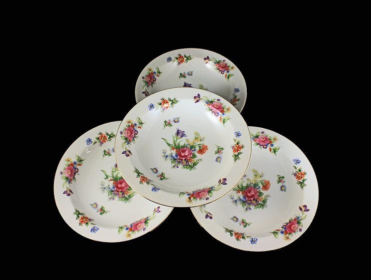 Rim Soup Bowls, Sango China, Occupied Japan, Floradel, Floral Pattern ...