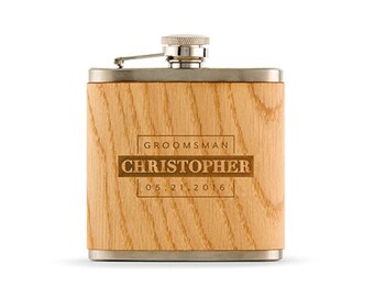 Hip Flask with Western Theme Leather Wrap Personalization