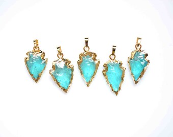 Nature clear brown arrow druzy Jade ArrowHead Pendant Agate