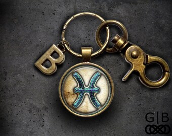 Pisces Keychain Pisces Key Chain Birthday Key Chain