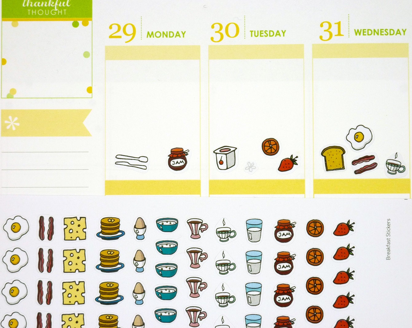 Food Stickers Breakfast Stickers Meal Stickers Planner