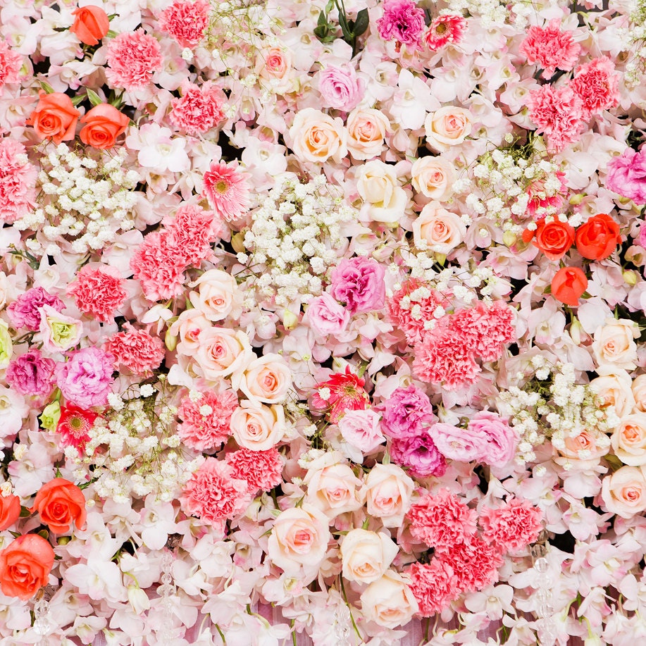 Pink Flower Backdrop wedding floral red rose wall Printed