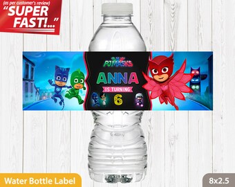 Pj mask water label | Etsy