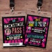 birthday invitation rock star VIP PASS backstage pass