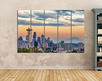 Seattle skyline art | Etsy
