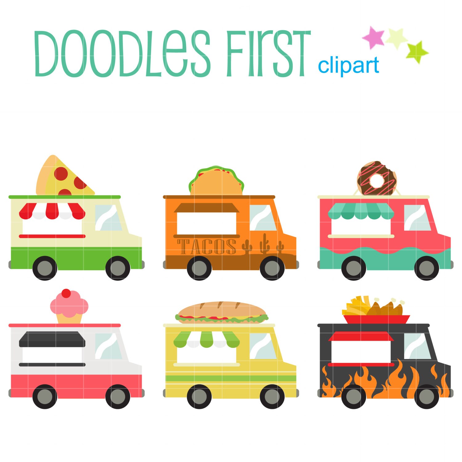Food Trucks Digital Clip Art for Scrapbooking Card Making