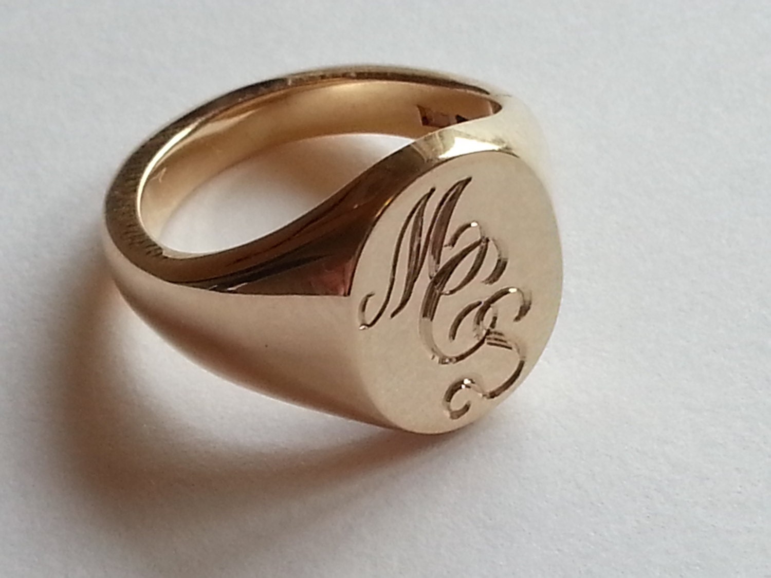 Silver Gold or Platinum Hand Engraved Signet Ring With Your