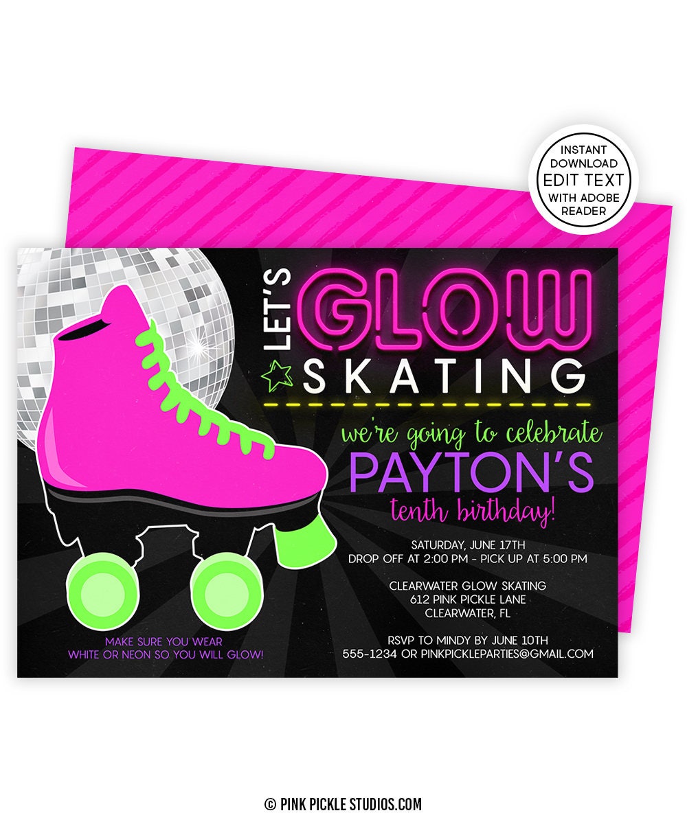 Roller Skating Invitation Roller Skating Party Roller