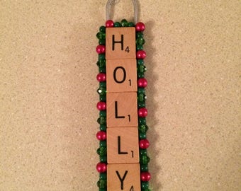 Handmade Scrabble Tile Christmas Tree Ornaments