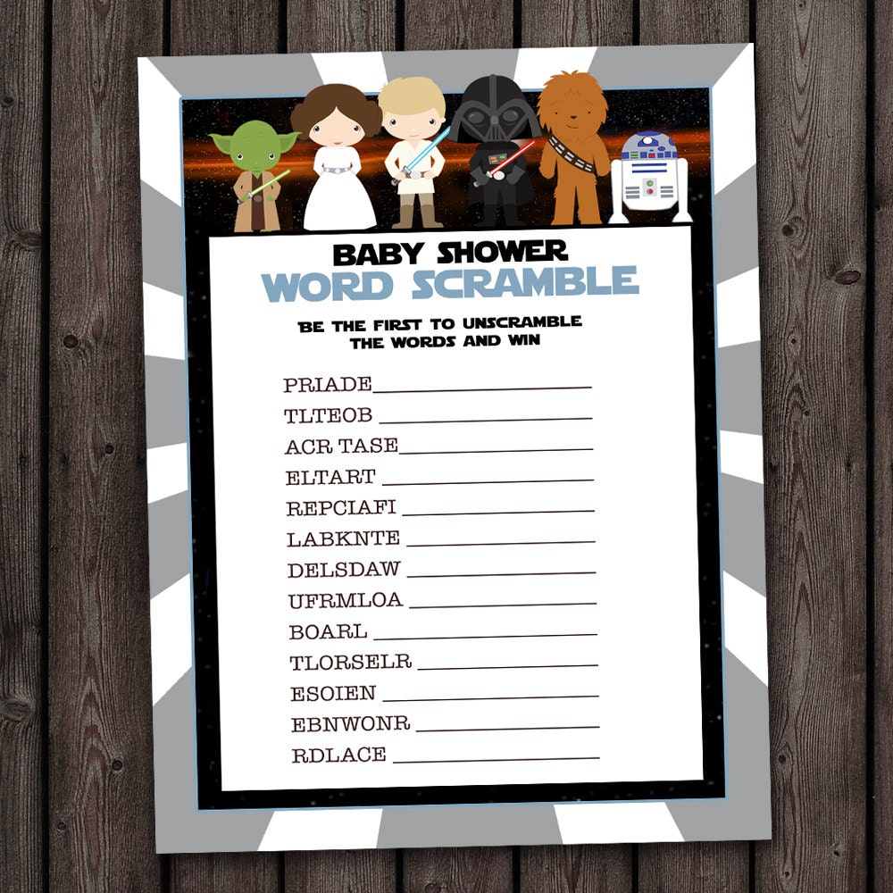 star wars baby shower word scramble game word scramble star
