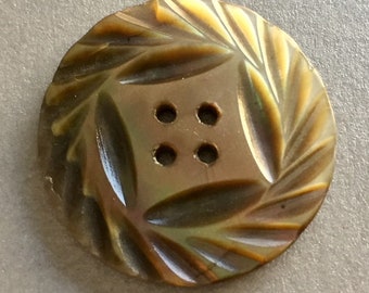 Vintage Carved Shell Button Beaded Bracelet by Marcie Stone