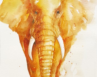 Elephant watercolor | Etsy