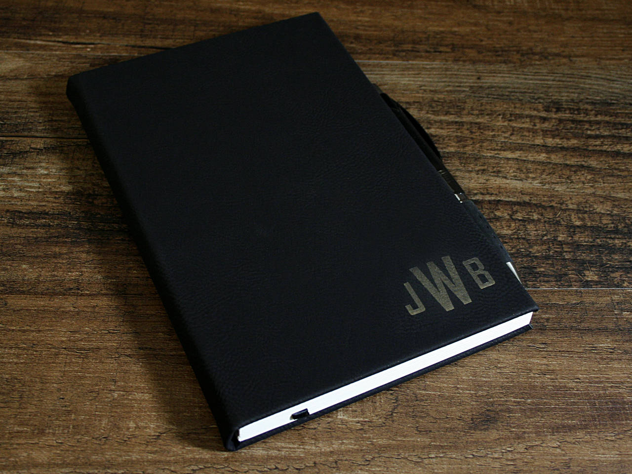 Monogrammed Journal with Lined Pages Engraved Leather